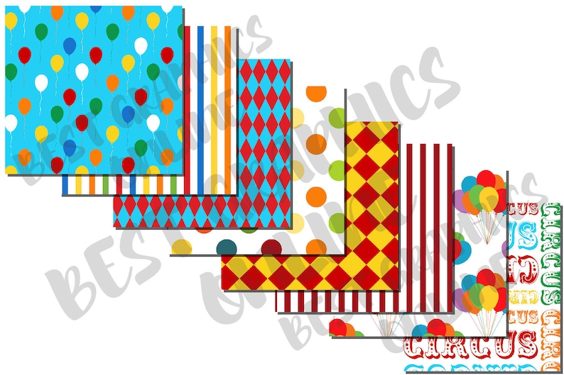 Circus Carnival Digital Papers, Red Blue Patterns (digital Download) - Etsy