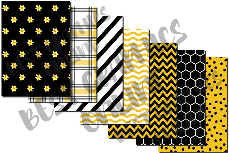 Sweet Bee Digital Paper Honey Bee Yellow Digital Papers Set - Etsy