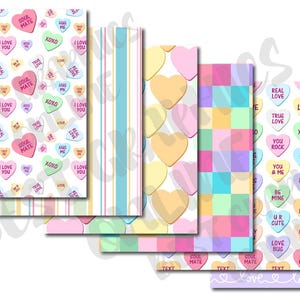 Candy Heart Paper, Valentine's Paper, Valentines Day Heart Candy Papers ...