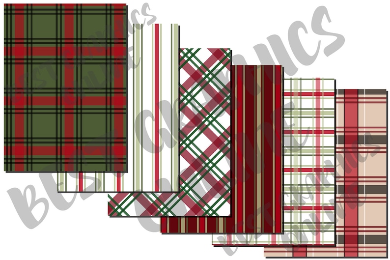 30 Plaid Pattern Scrapbook Digital Papers, Buffalo Plaid Paper Set ...