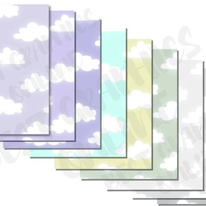 Clouds Digital Paper, Sunny Sky Digital Papers Set, Cloud Sky Pattern ...