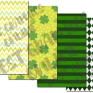 Green Plaid Shamrock Digital Papers, St Patricks Day Scrapbook (digital ...