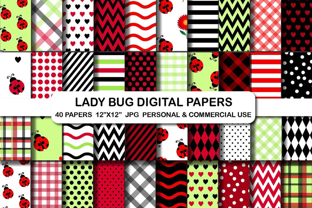 Ladybug Digital Papers, Red and Black Patterns (digital Download) - Etsy