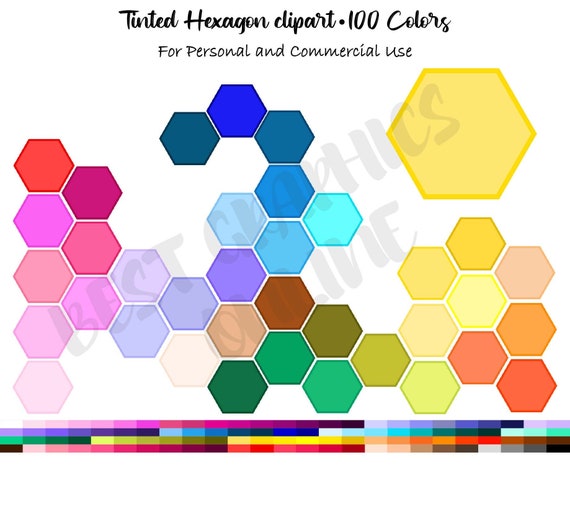 100 Colors Hexagon Clipart Hexagon Shape Planner Clipart - Etsy