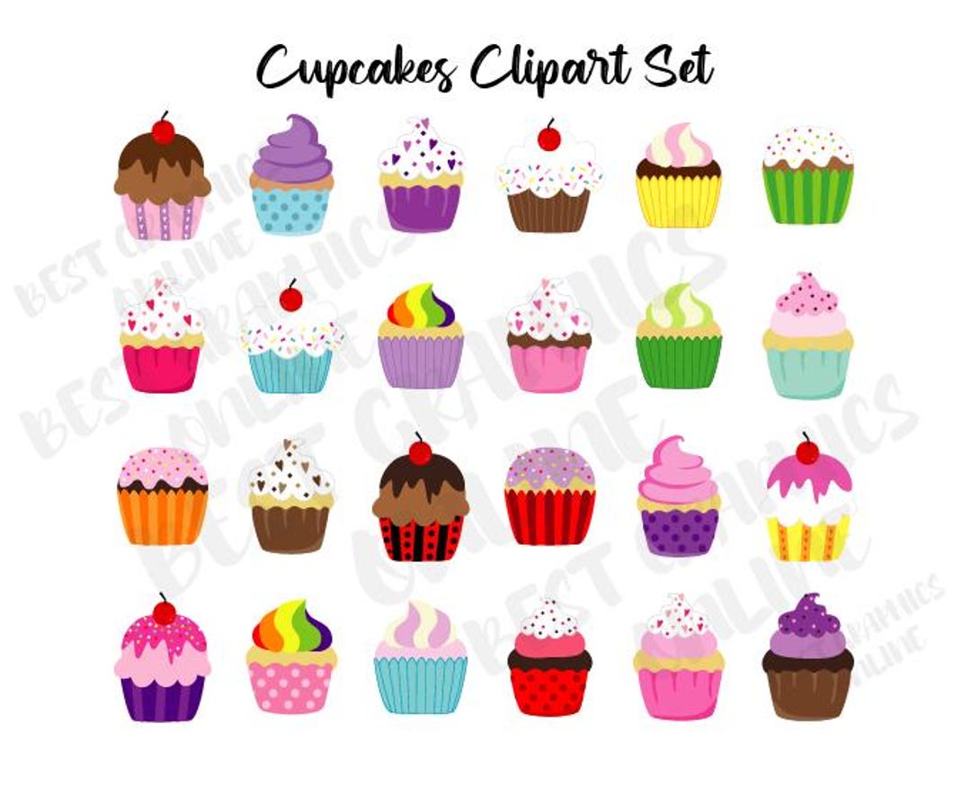 Sweet Cupcakes Clipart, Cupcakes Clip Art, Cute Rainbow Cupcakes Clip ...