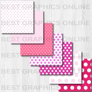 Pink Polka Dot Digital Paper Pack, Scrapbooking Papers (digital ...