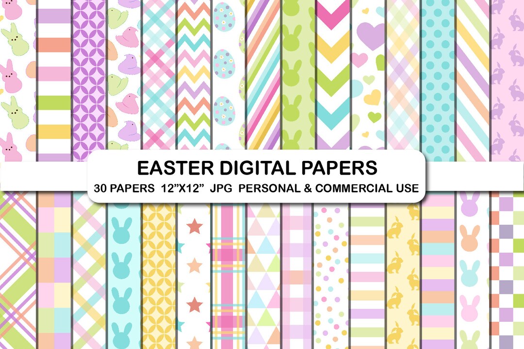 Easter Digital Papers, Easter Bunny Digital Paper, Easter Patterns ...