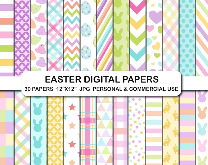 Easter Digital Papers, Easter Bunny Digital Paper, Easter Patterns ...