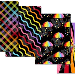Black Rainbow Digital Paper Pack, Star Background (digital Download) - Etsy