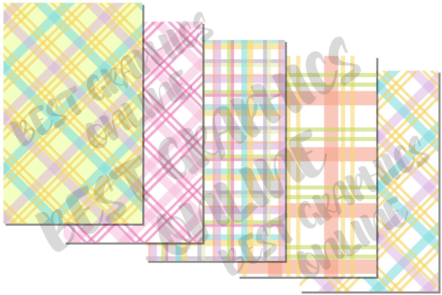 Spring colors plaid background digital paper Easter plaid | Etsy
