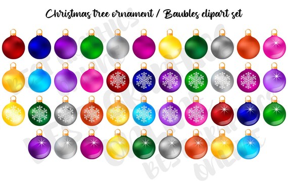 Christmas Tree Ornament Clipart Baubles Clipart Holiday - Etsy