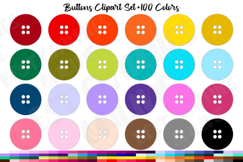 Buttons Clipart Set Button Clip Art Set Sewing Buttons - Etsy