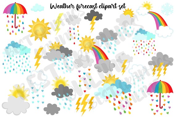 Rainbow Clipart Rainbow Cloud Image Thunder Storm Weather | Etsy