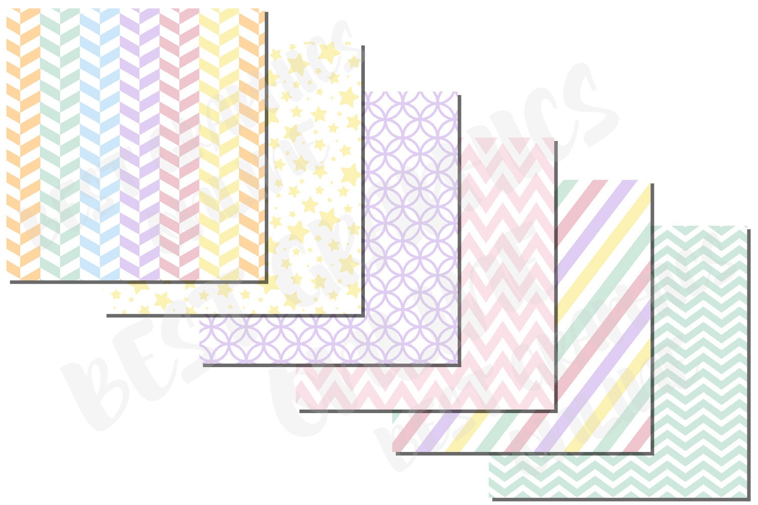 Pastel Rainbow Digital Papers, Light Colors, 12x12 (digital Download ...