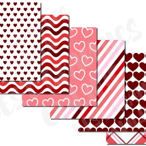 Valentine's Day Digital Paper Pack, Love Hearts Patterns (digital ...