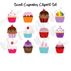 Sweet Cupcakes Clipart, Cupcakes Clip Art, Cute Rainbow Cupcakes Clip ...