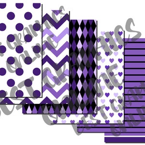 Purple and Black Digital Papers, Halloween Purple and Black Digital ...