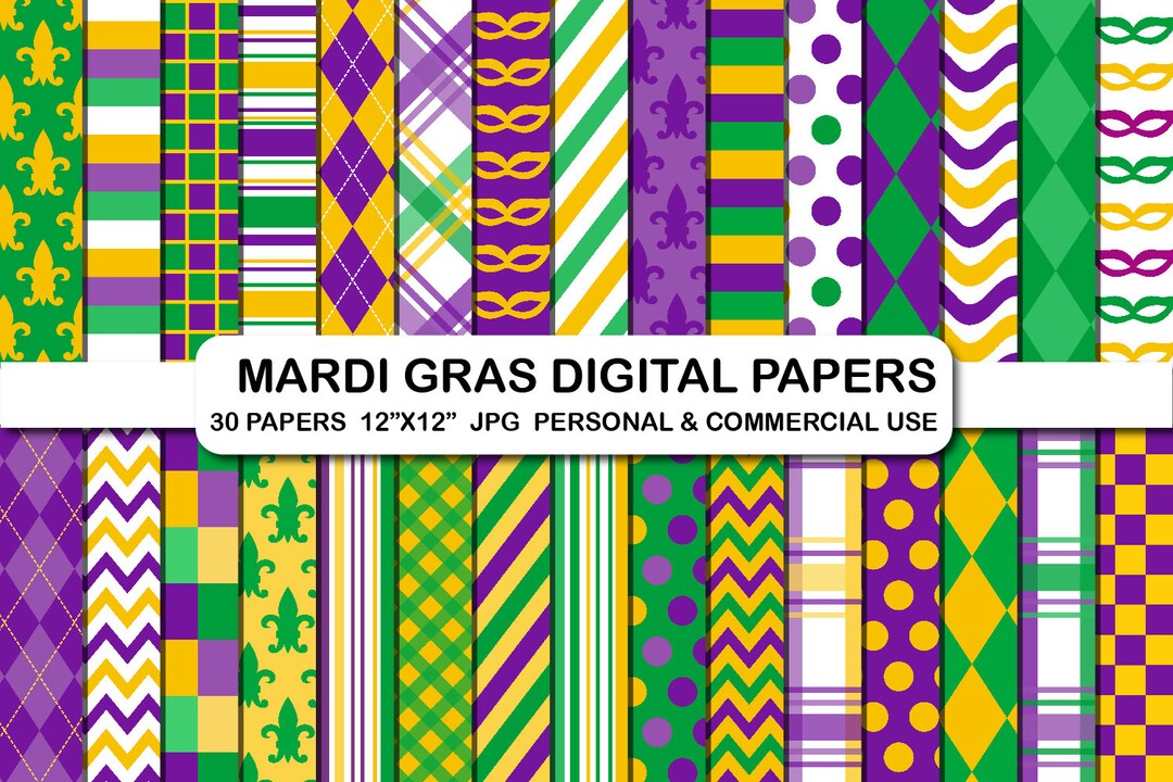 Mardi Gras Digital Papers , Carnival Digital Papers, Masquerade Digital ...