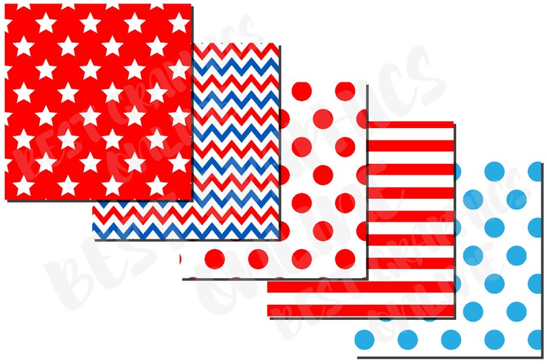 Fourth of July USA Patriotic Digital Papers, July 4th Digital Scrapbook ...