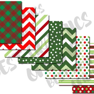 Christmas Digital Papers Pack, Red and White Background, Christmas ...