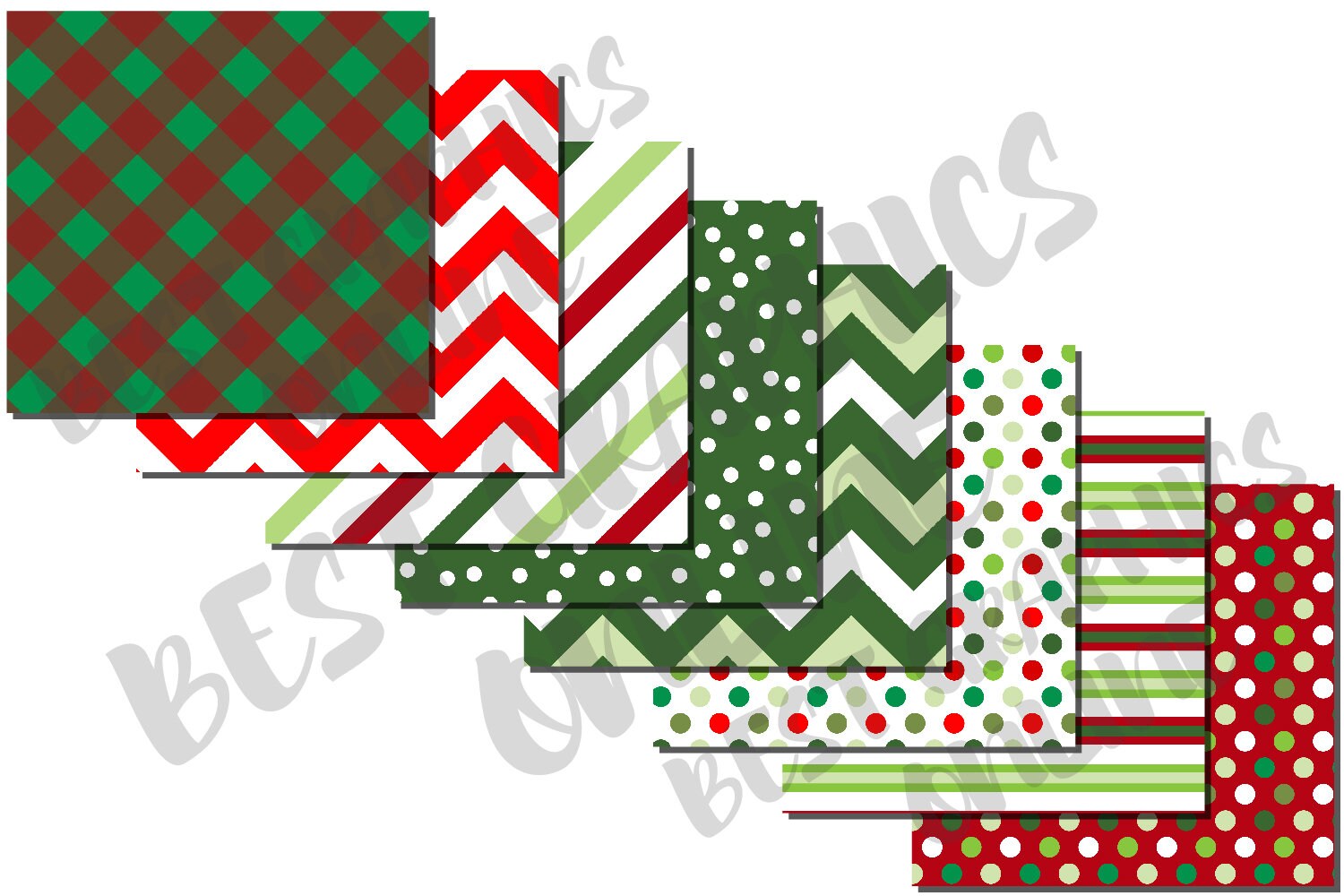 Christmas Digital Papers Pack Red and White Background | Etsy