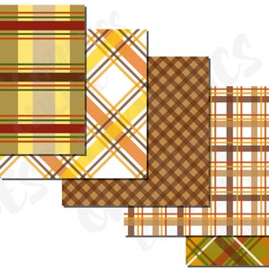 Fall Plaid Digital Papers, Autumn Plaid Digital Papers, Autumn ...
