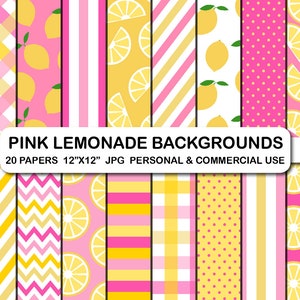 Pink Lemonade Digital Papers, Summer Patterns (12x12", JPG) - Etsy
