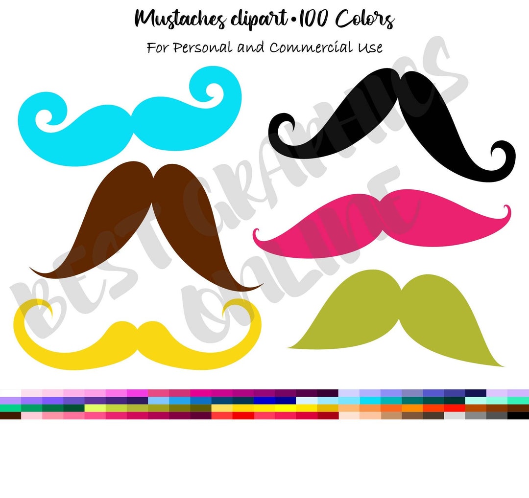 600 Mustache Clipart Set, Moustache Clipart, Mustaches Clipart, Little ...