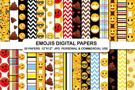 Emojis Digital Papers Emoji Emoticons Digital Paper Pack - Etsy UK