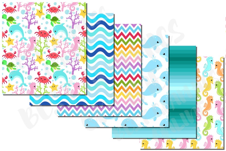 Under the Sea Backgrounds Sea Animals Digital Papers Pack - Etsy