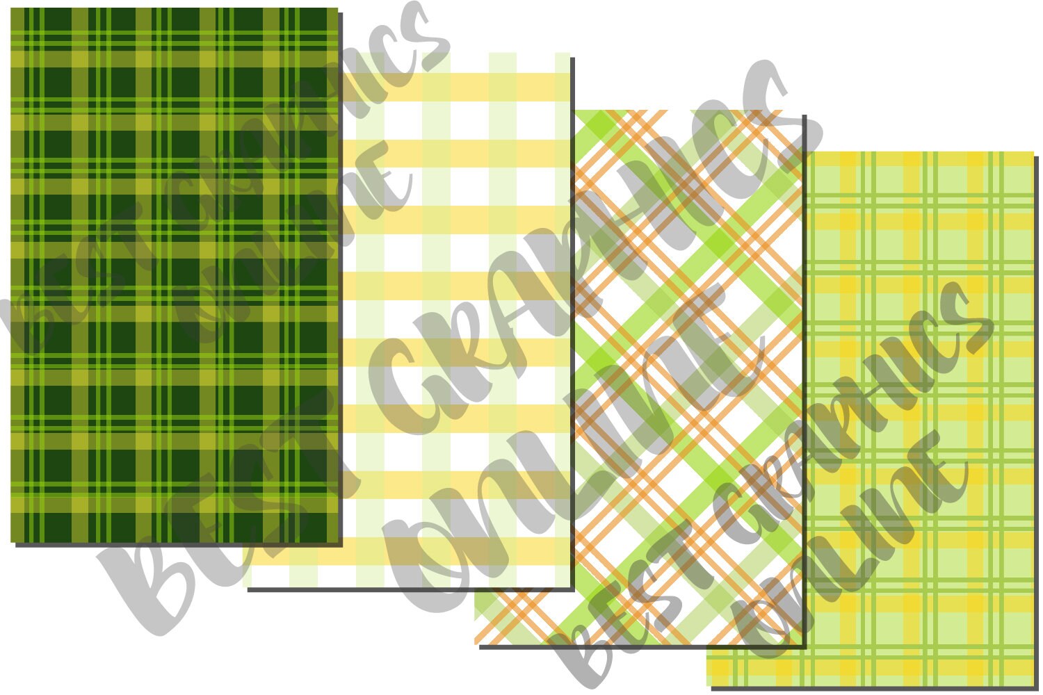 Green Plaid Pattern Scrapbook Digital Papers St Patricks - Etsy