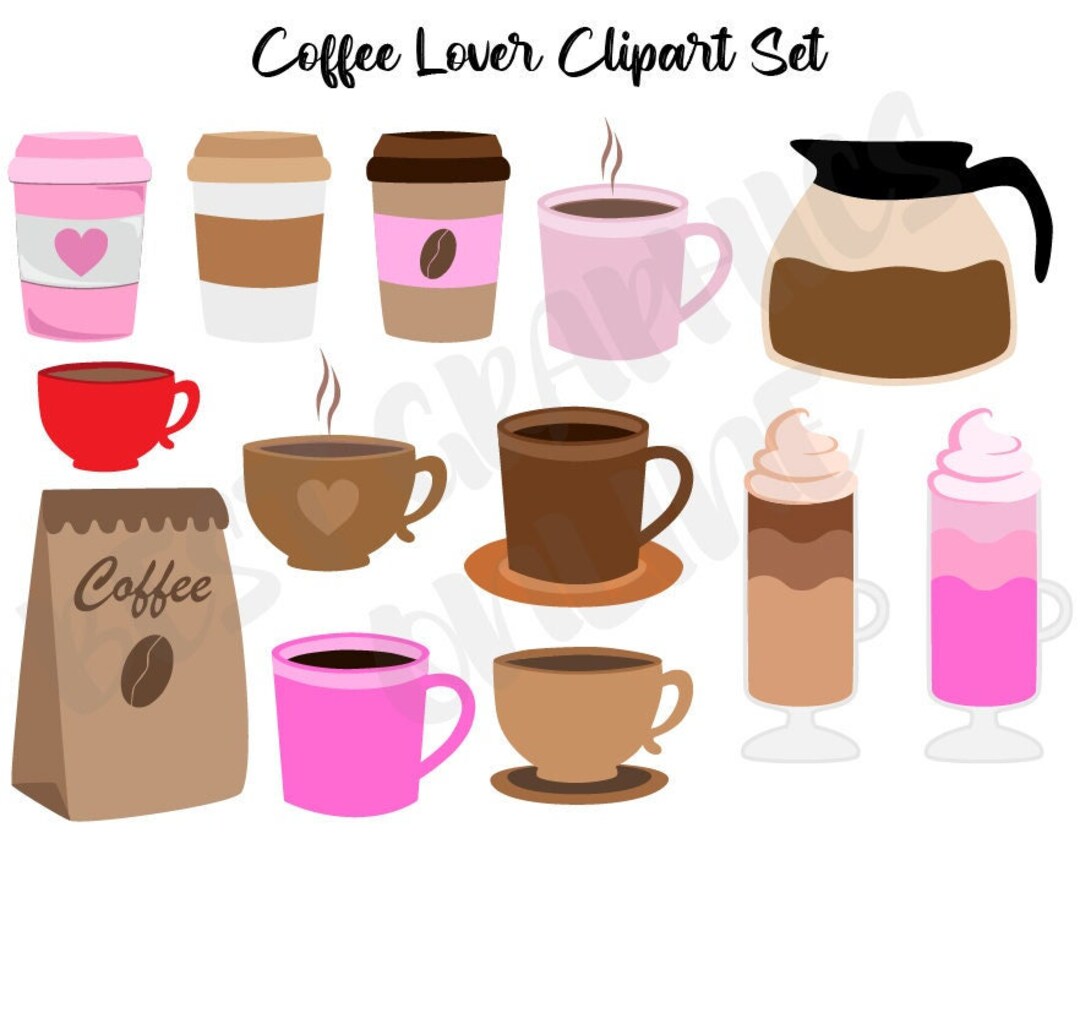 Coffee Lover Clipart Set, Coffee Planner Stickers Clipart, Frappuccino ...
