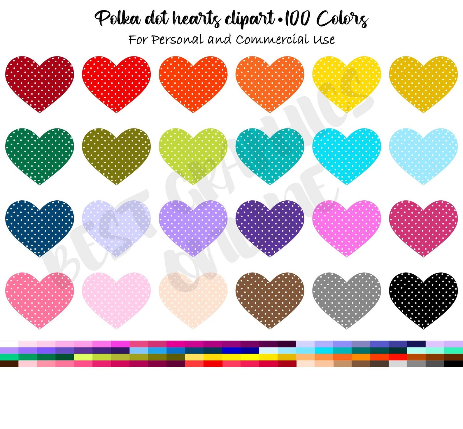 Polka Dot Hearts Clipart Set Cute Polka Dots Hearts Clip Art - Etsy