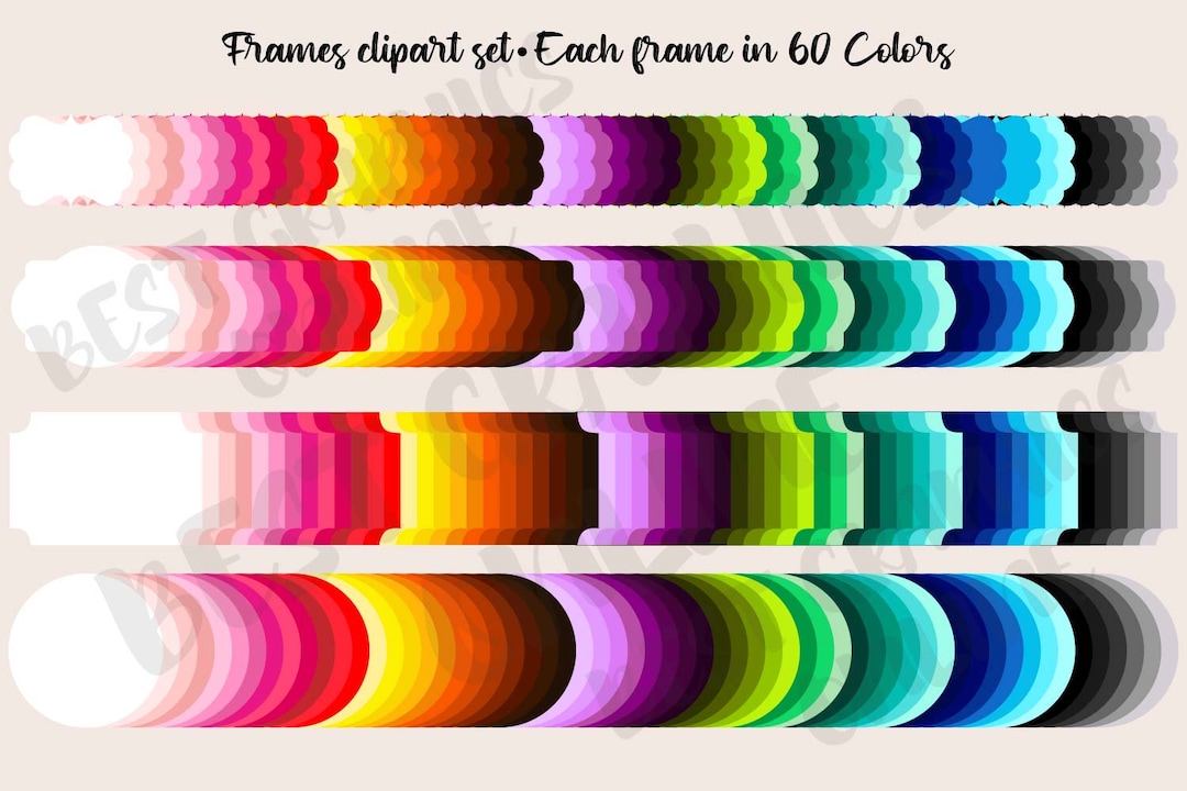 240 Colorful Frames Clipart Set Labels, Frames Clipart Set, Border ...