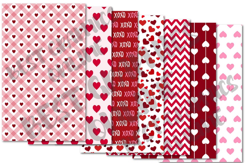 Valentine's Day Digital Paper Pack, Hearts, XOXO (digital Download) - Etsy