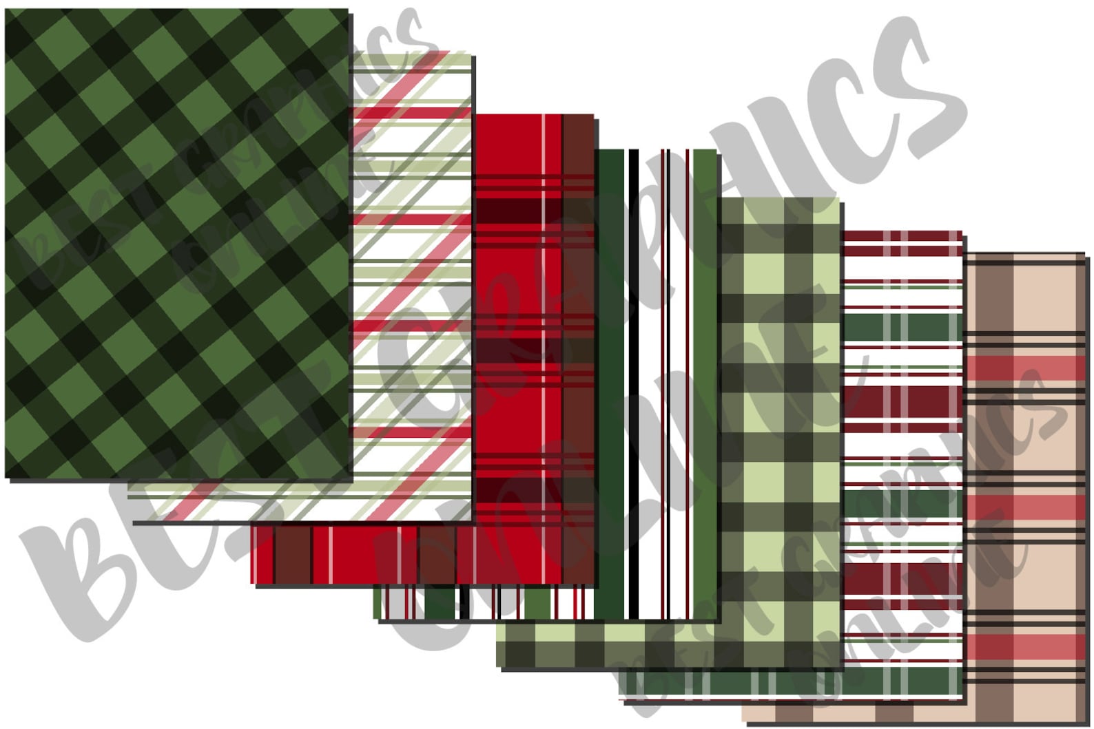 30 Plaid Pattern Scrapbook Digital Papers, Buffalo Plaid Paper Set ...
