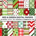 Christmas Digital Papers Pack, Red and White Background, Christmas ...