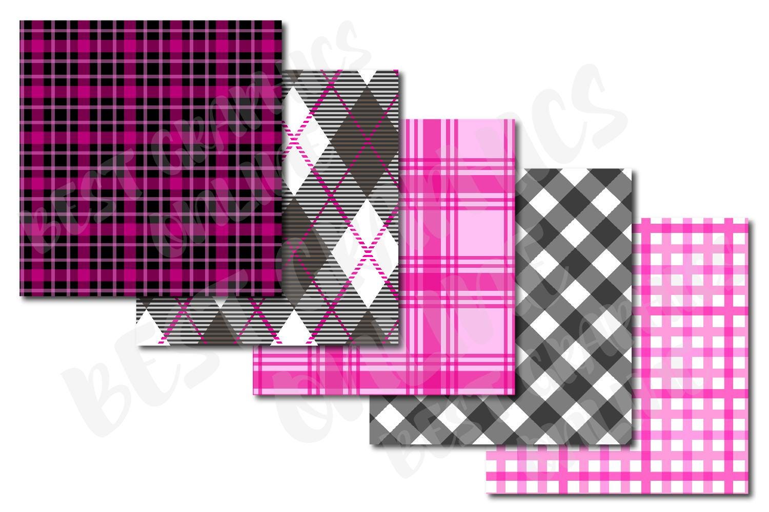 Pink and Black Plaid Digital Paper Pack (digital Download) - Etsy