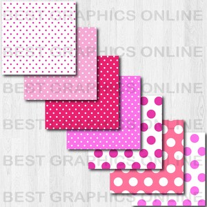 Pink Polka Dot Digital Paper Pack, Scrapbooking Papers (digital ...