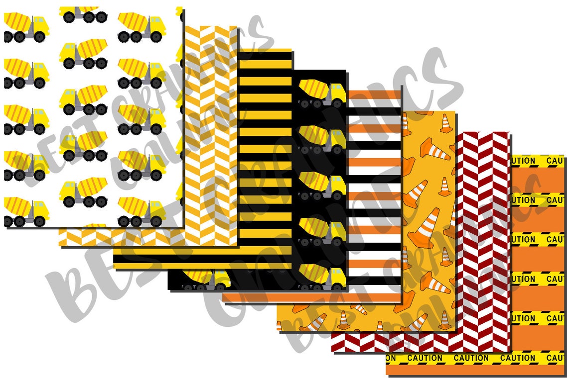 Construction Digital Paper Construction Digital Papers Set | Etsy