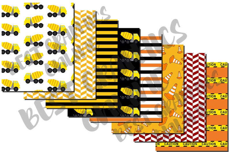 Construction Truck Digital Paper Set (40, 12x12 JPG) - Etsy