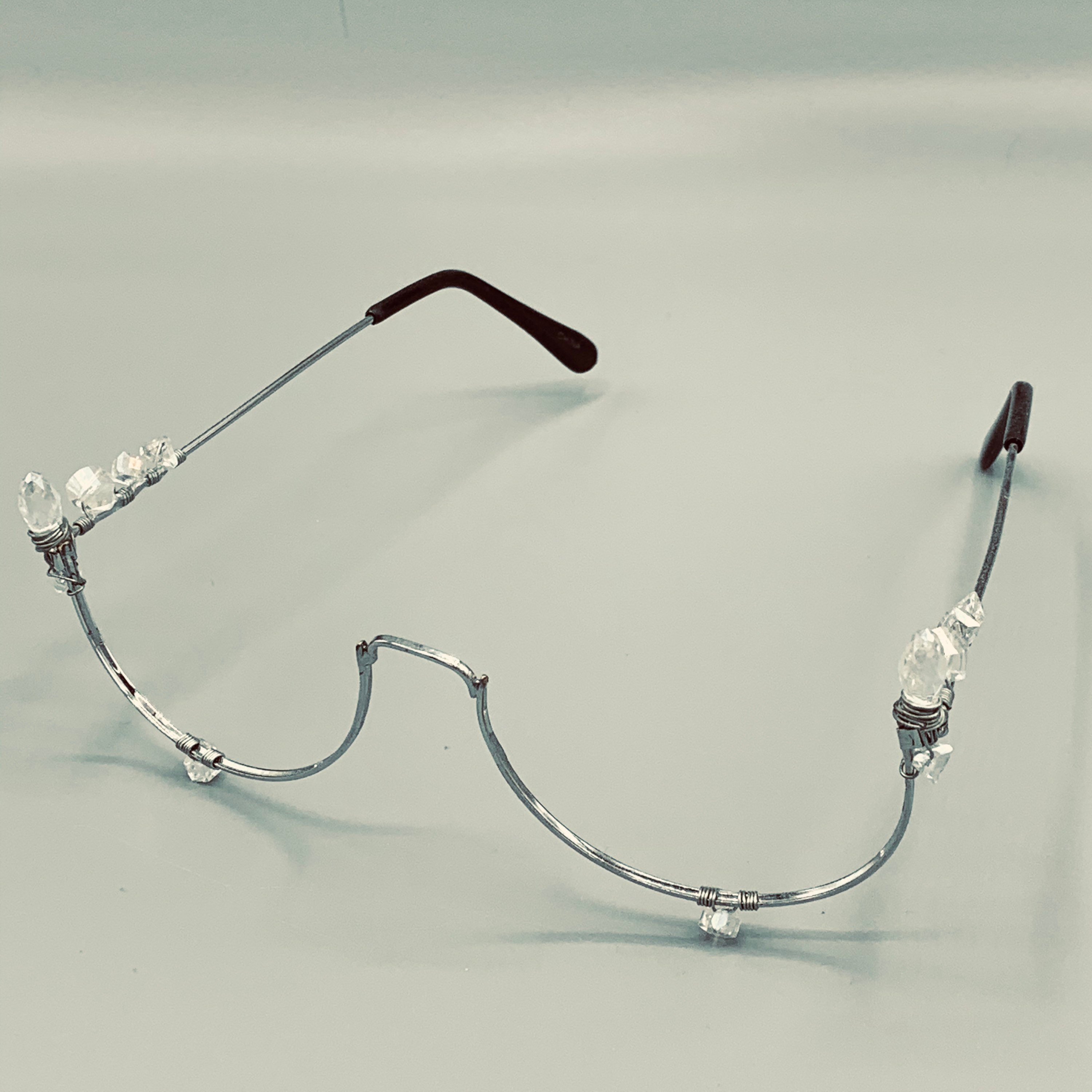 Chic Crystal Lensless Statement Glasses Silver | Etsy