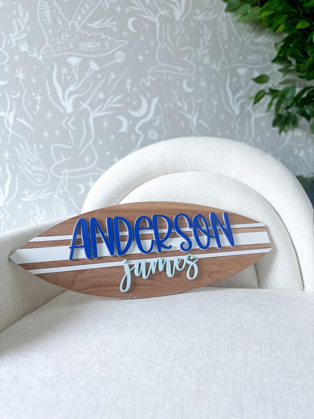Surfboard Wooden 3D Nursery Name Sign - Surfing/beach Theme - Etsy