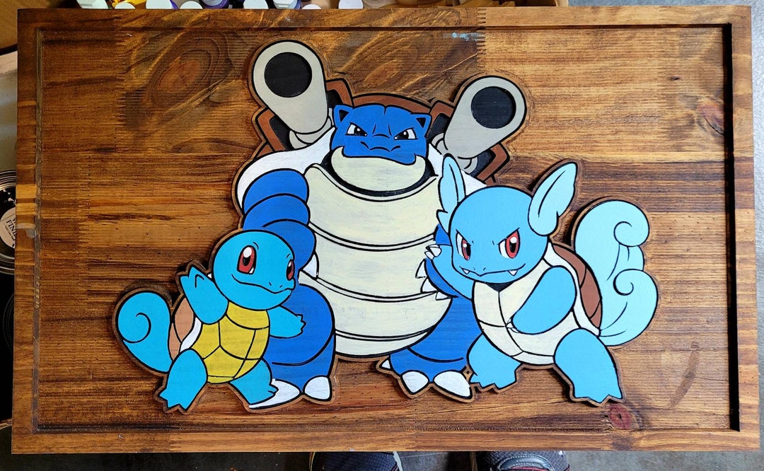 Pokemon Squirtle Wartortle Blastoise Evolutions Wood Plaque - Etsy