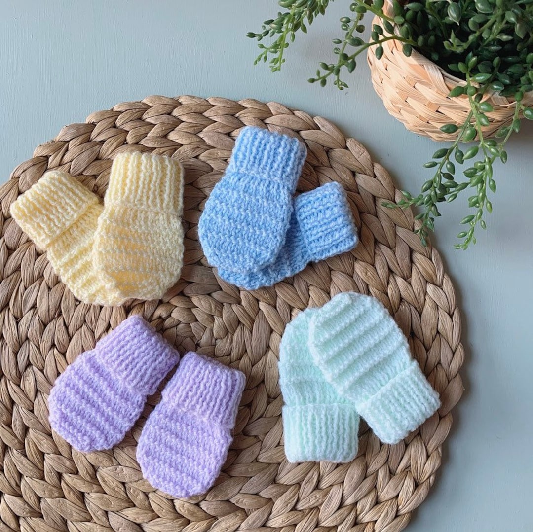 Baby Mittens Handmade Cute Newborn Mittens Hand Knitted Pastel Colours ...