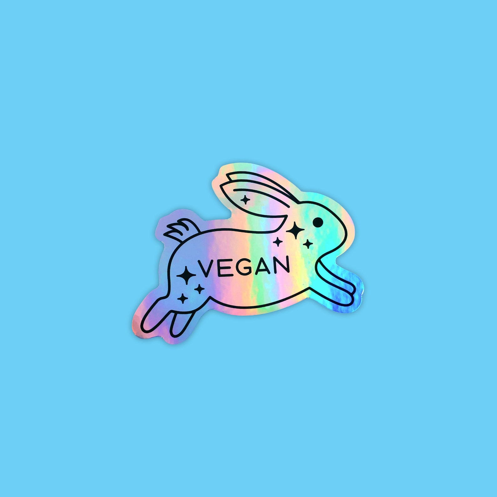 Vegan Rabbit Holographic Sticker Waterproof Veganism - Etsy
