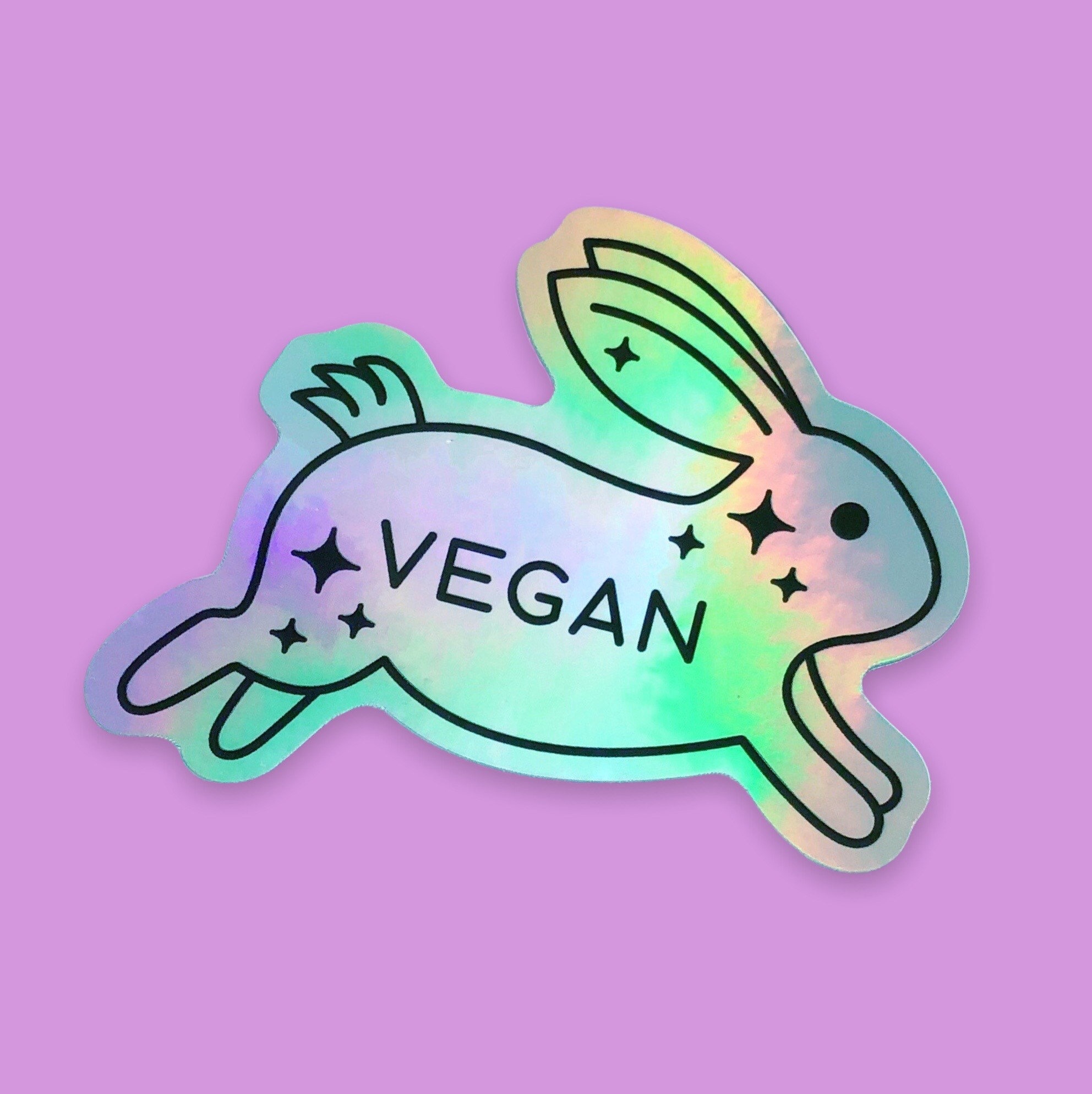 Vegan Rabbit Holographic Sticker Waterproof Veganism - Etsy