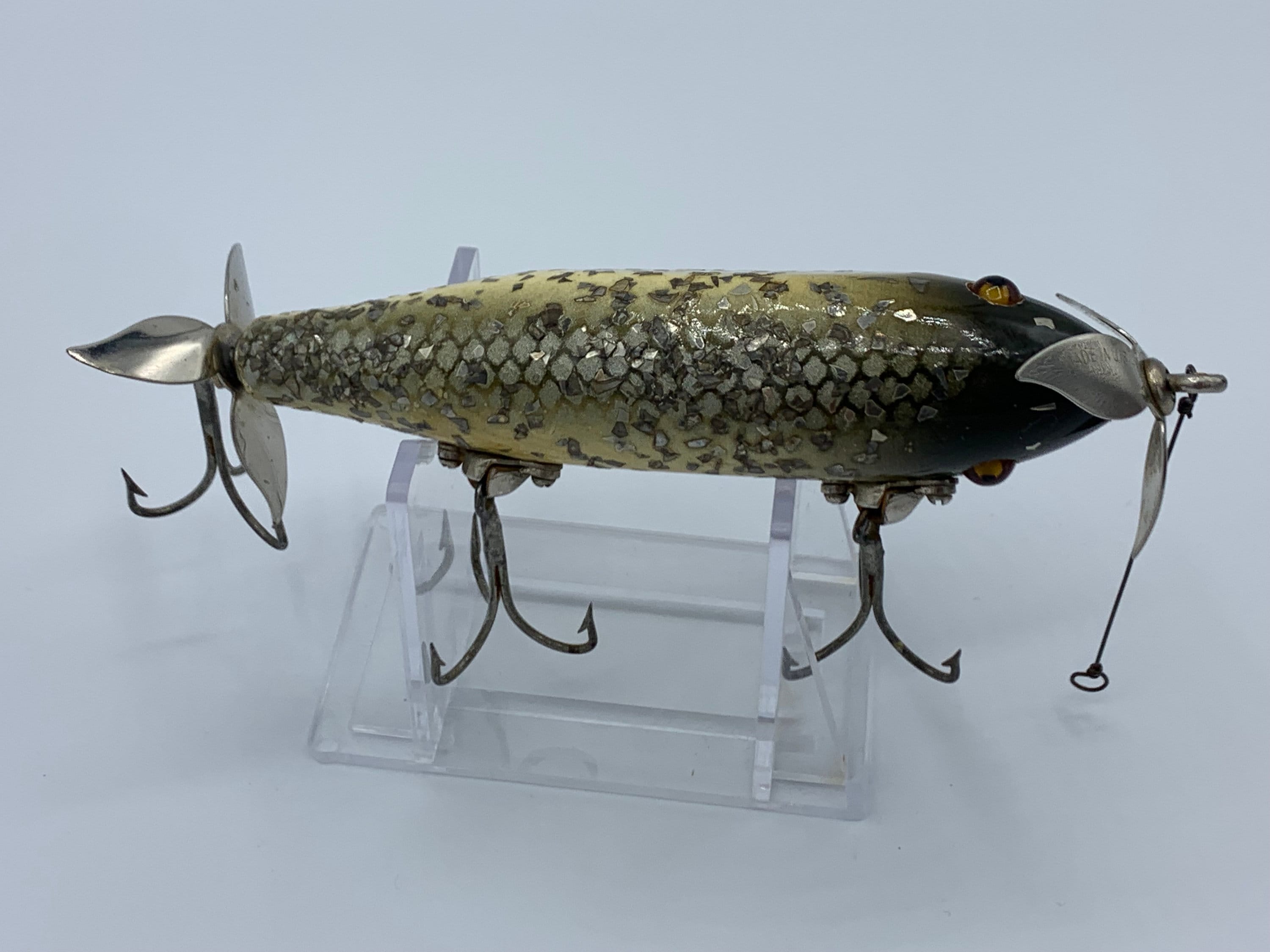 Vintage Pflueger Scoop Minnow Fishing Lure No. 9303 Silver Sparks/green ...
