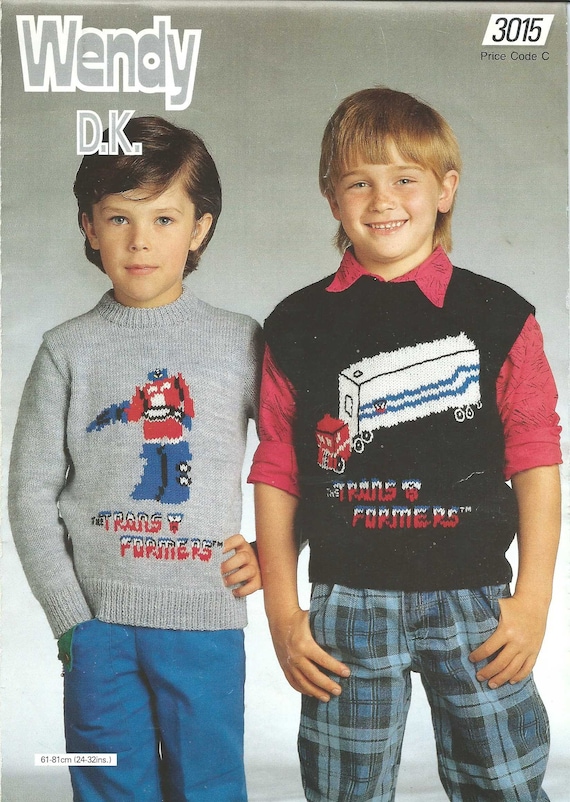 WENDY TRANSFORMERS 3015 Vintage Knitting Pattern Sweater and | Etsy