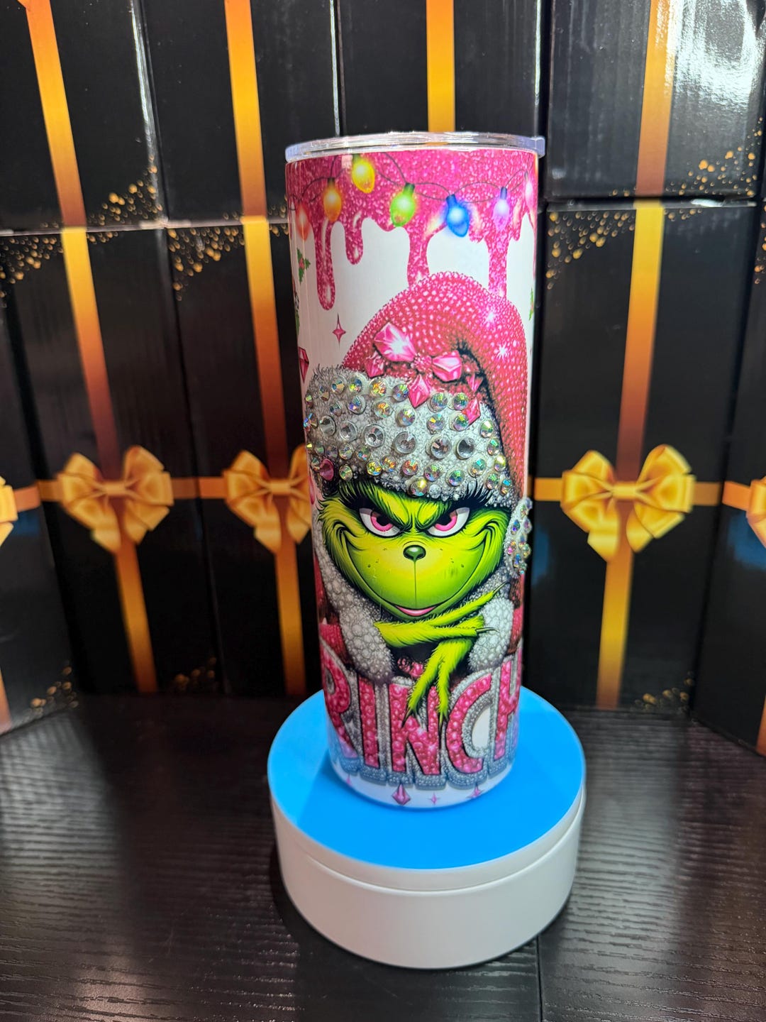 Pink Glam Grinch-inspired Christmas Tumbler – 20oz Bling Holiday ...